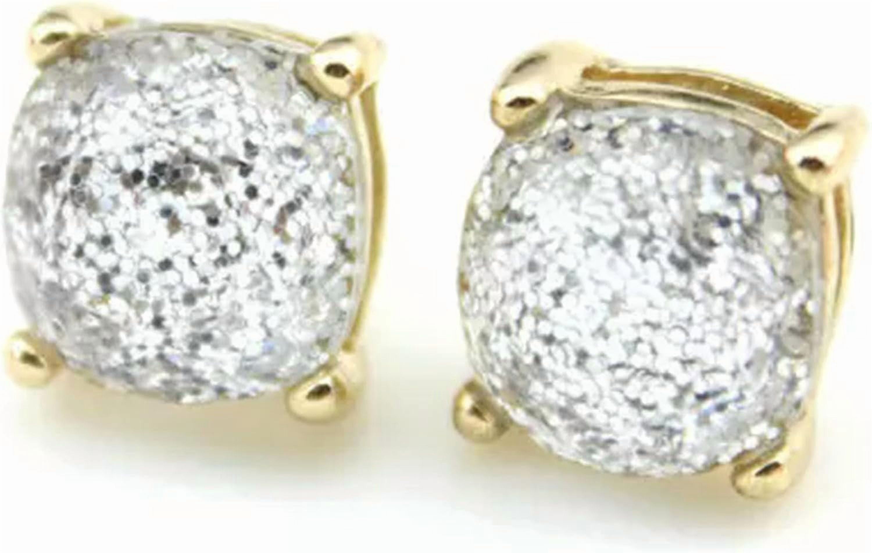 Gold Elegant Plated Modern York Studs Galaxy Glitter Square Stud Earrings-Gold Plated-Gray[v216 ...