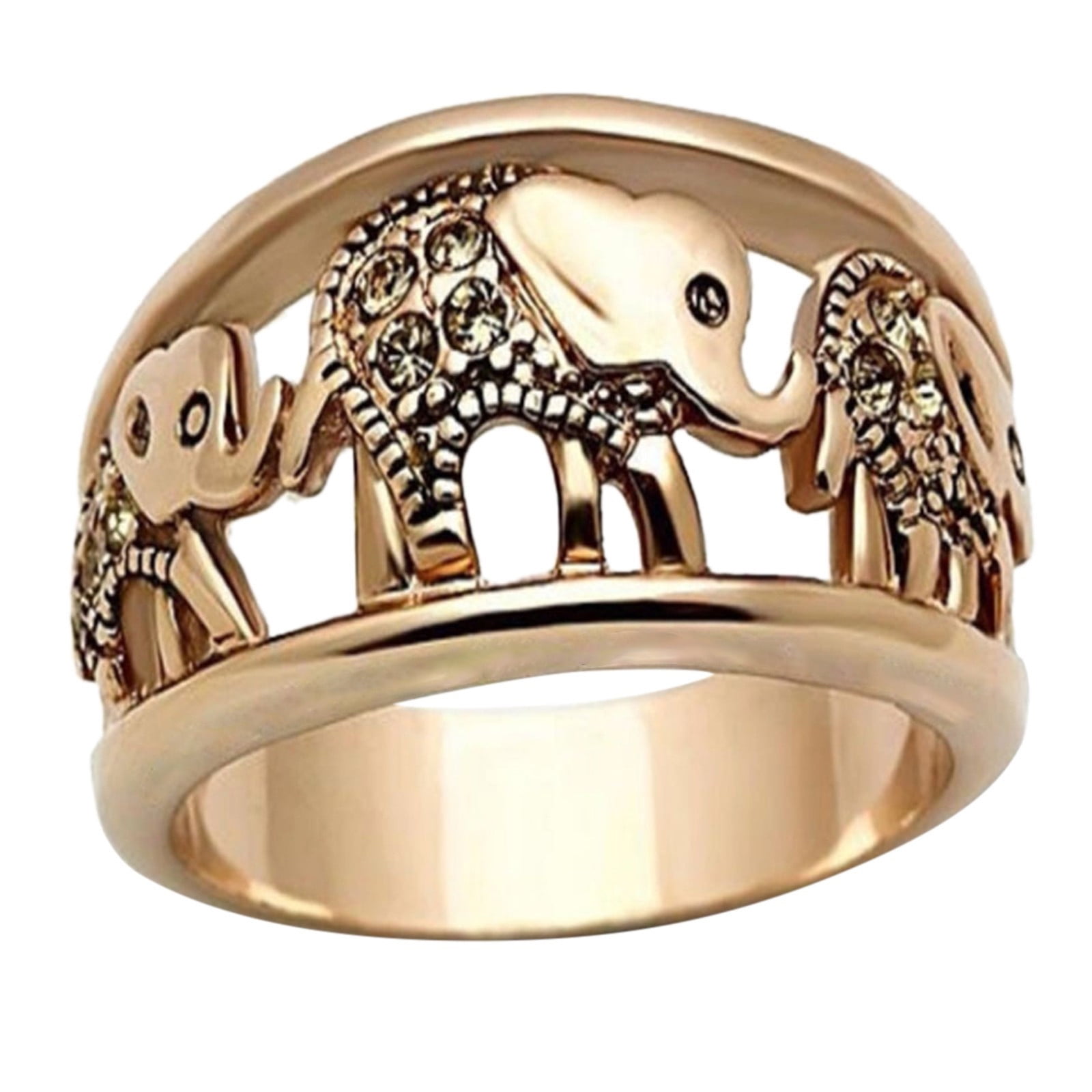 Gold Elephant Rings For Women Cubic Zirconia Engagement Promise ...