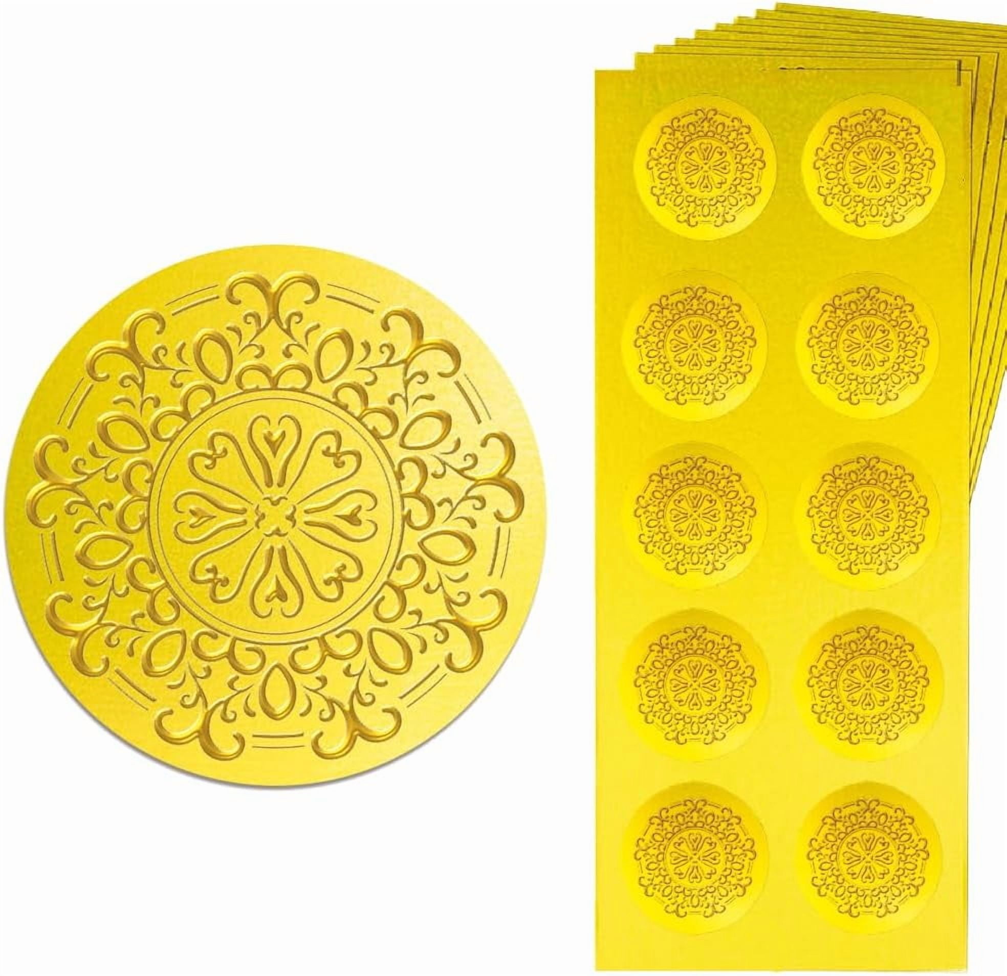 Gold Embossed Sticker Seal Circular Pattern 1.4 Inch 150Pcs Self ...