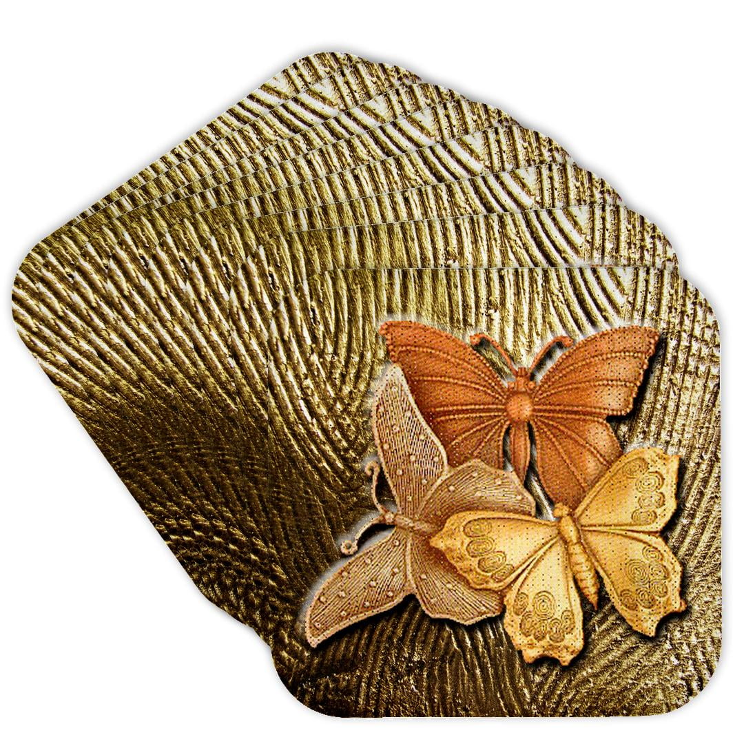 3dRose, Gold Embossed background with accents and three beautiful ...