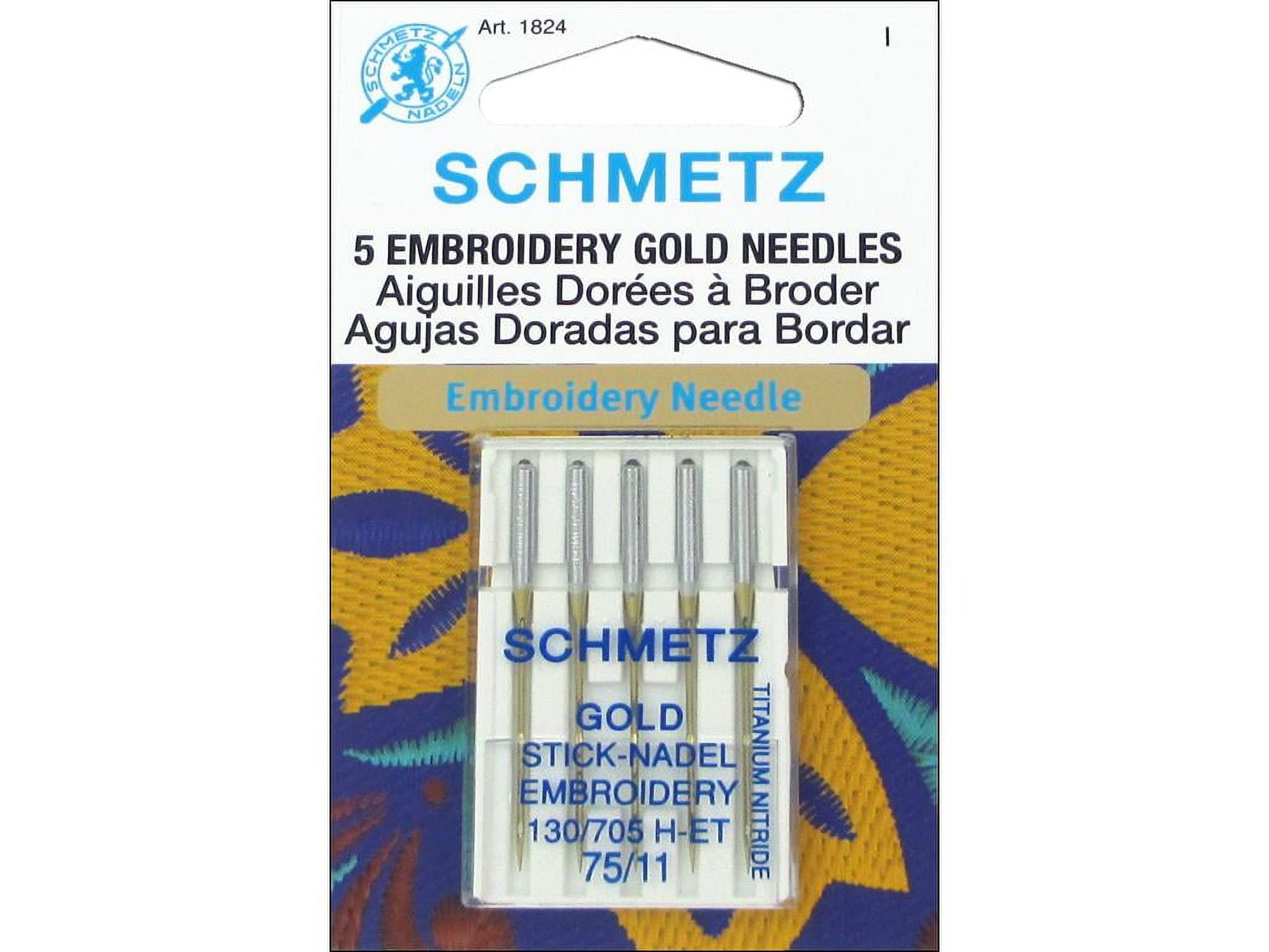 Schmetz Gold Embroidery Machine Needles-Size 11/75 5/Pkg - Walmart.com