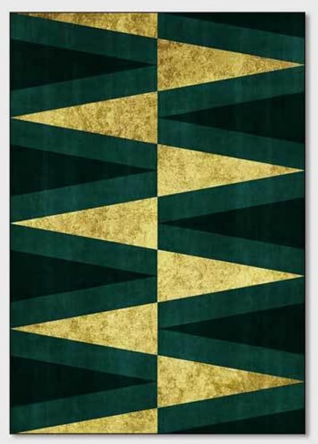 Gold Emerald Green Triangles Geometric Modern Area Rugs For Living ...