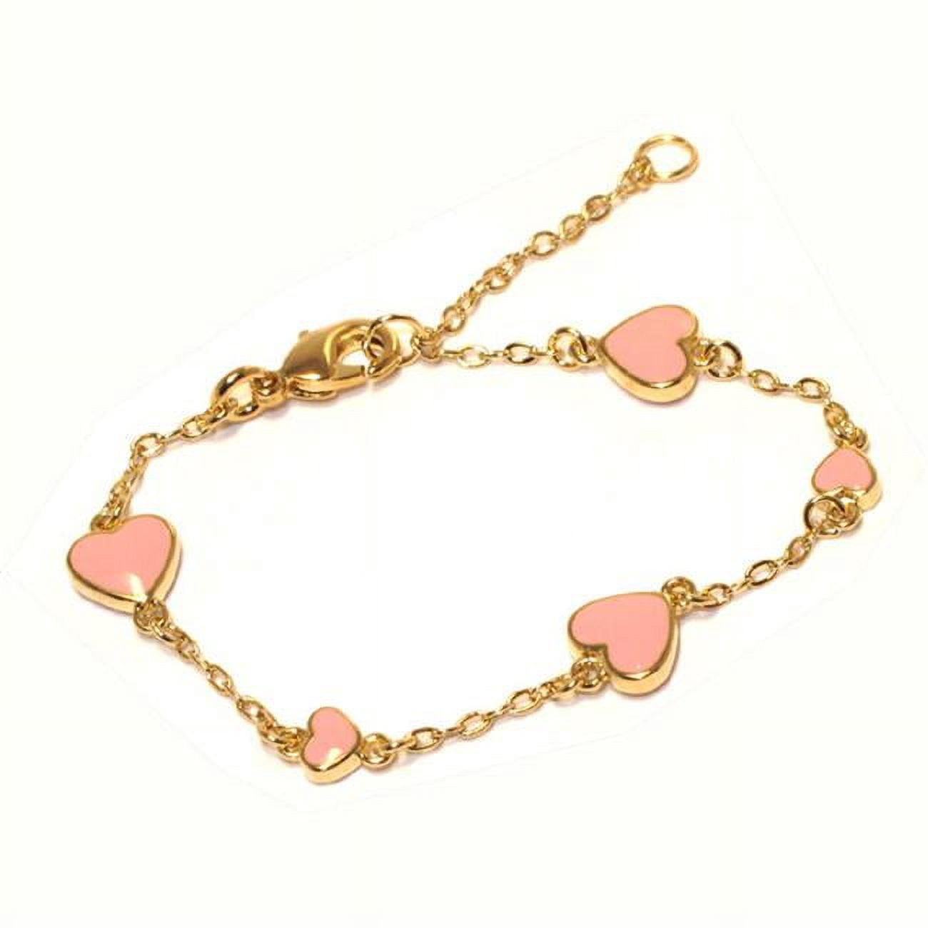 Gold Enamel Pink Heart Bracelet - Walmart.com