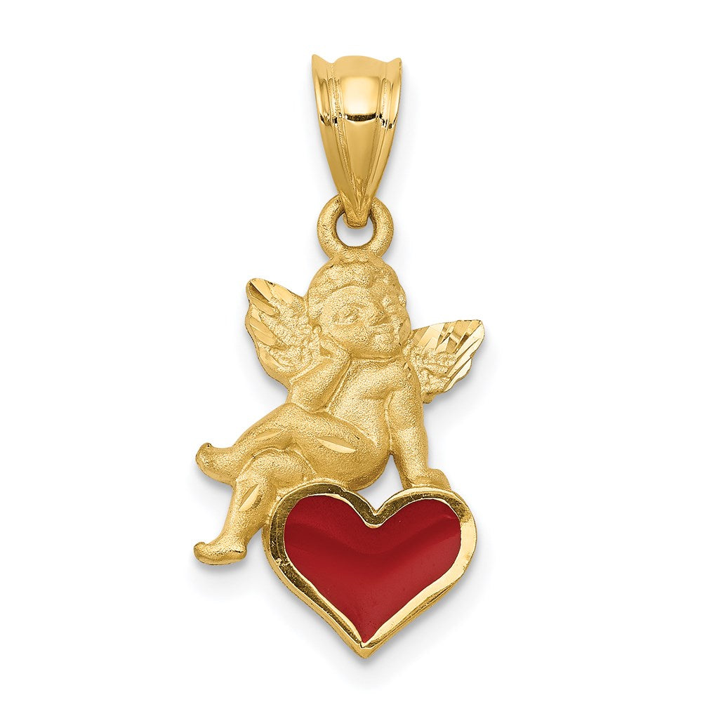 Gold Enameled Angel on Heart Pendant Charm, Made in USA - Walmart.com