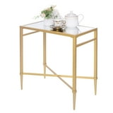 Gold End Table, Rectangle Side Table with Mirrored Top, Modern Metal ...