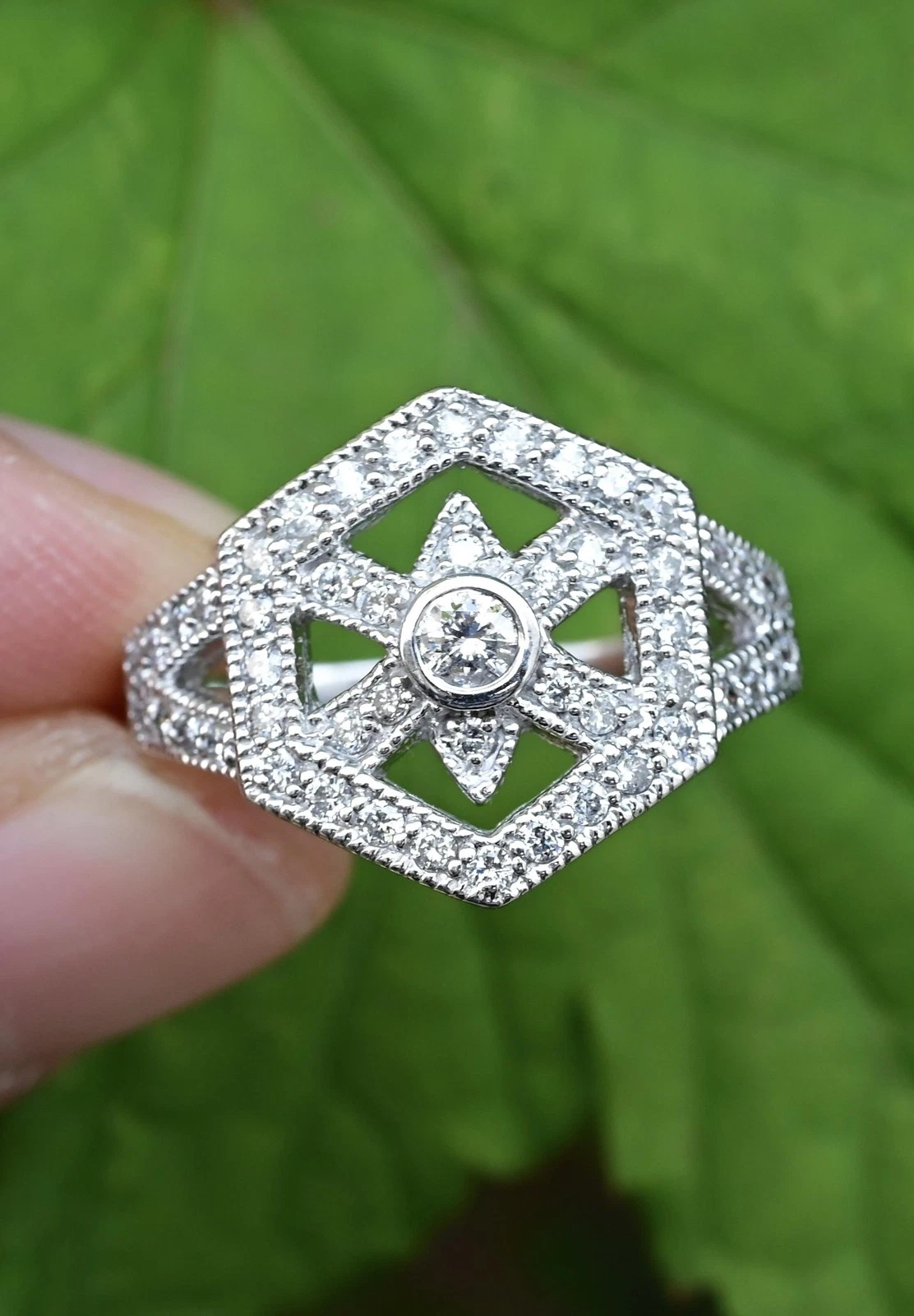 Gold Engagement White Round Ct Cluster Ring Moissanite Plated Band Cut ...