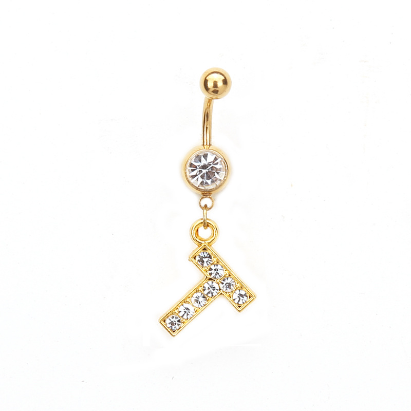 Gold English letters A- Z anti-allergy body piercing women's jewelry ...