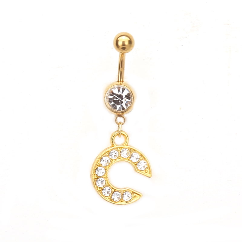 Gold English letters A- Z anti-allergy body piercing women's jewelry ...
