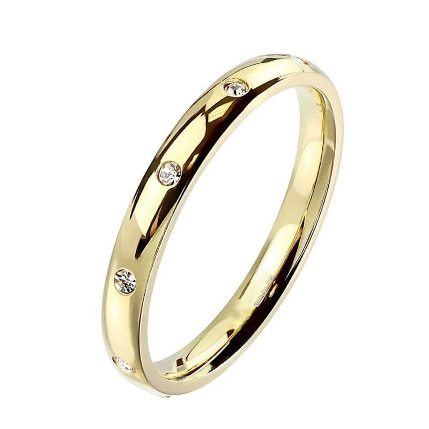 Gold Eternity Anniversary Ring Womens 316L Surgical Stainless Steel ...