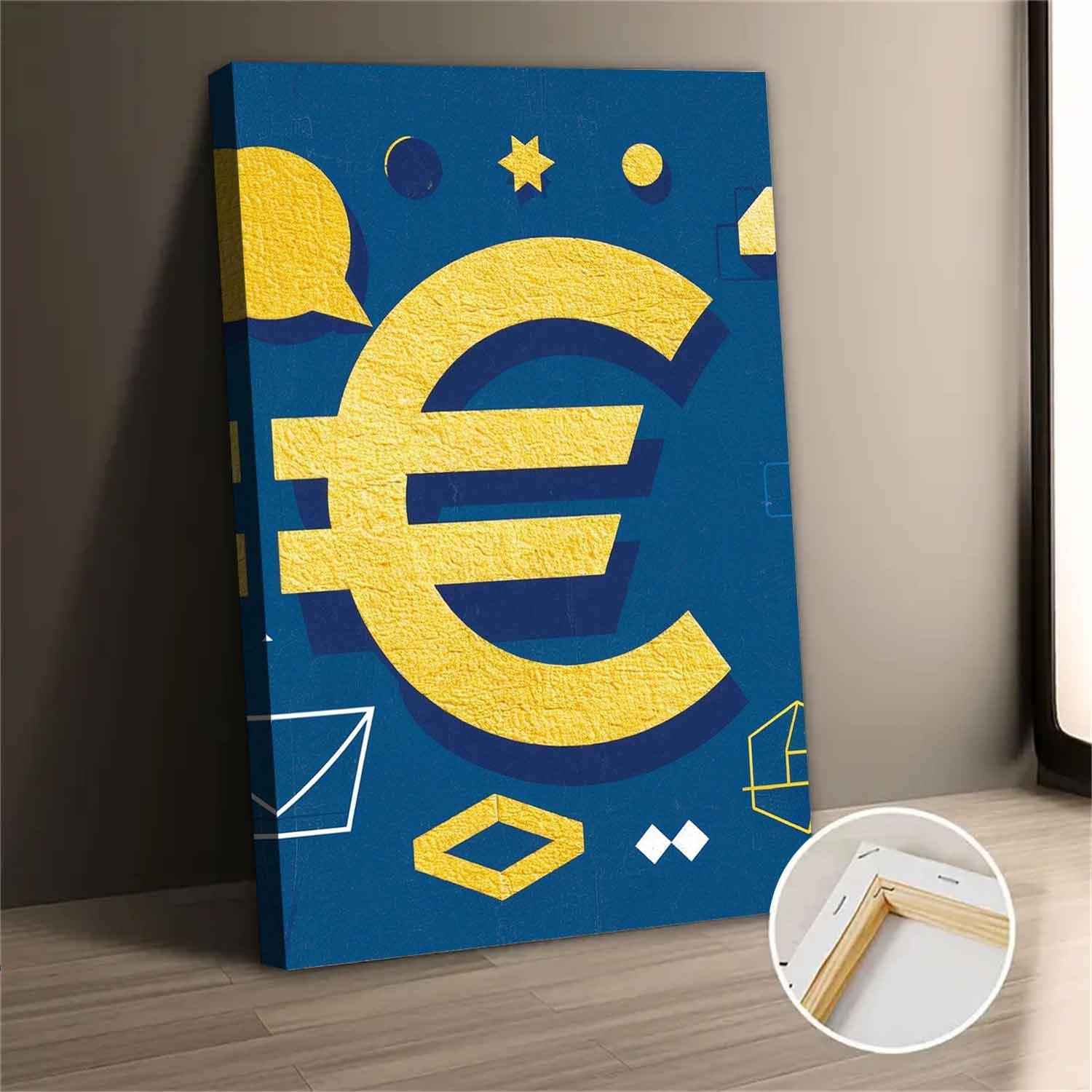 Gold Euro Sign Abstract Canvas Wall Art Print For Bedroom Living Room ...