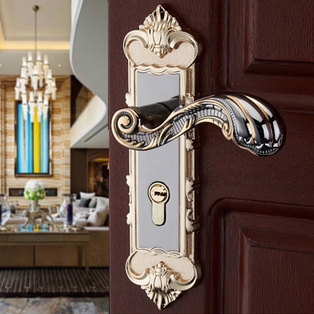 Gold European Door Entry Lever Lock Set Handle Entrance Security ...