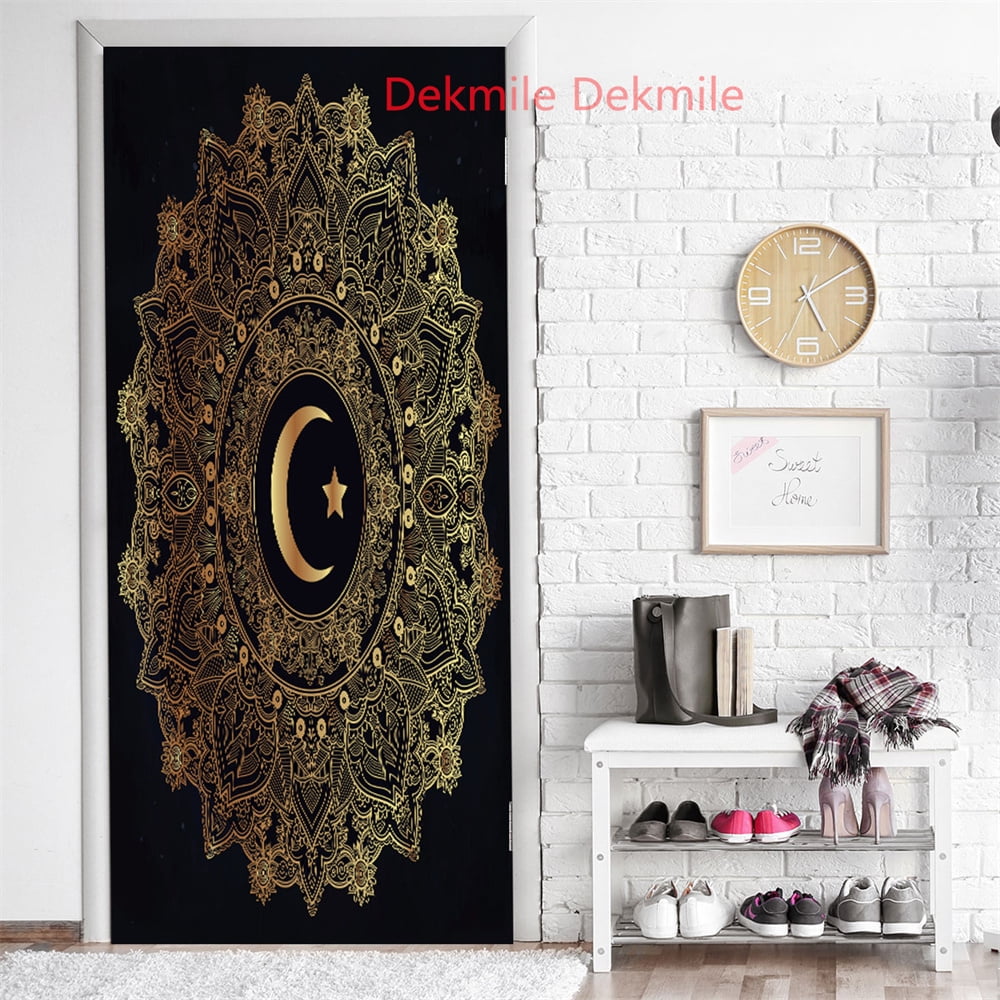 Gold European Style Door Sticker Vinyl Waterproof Door Wallpaper For ...
