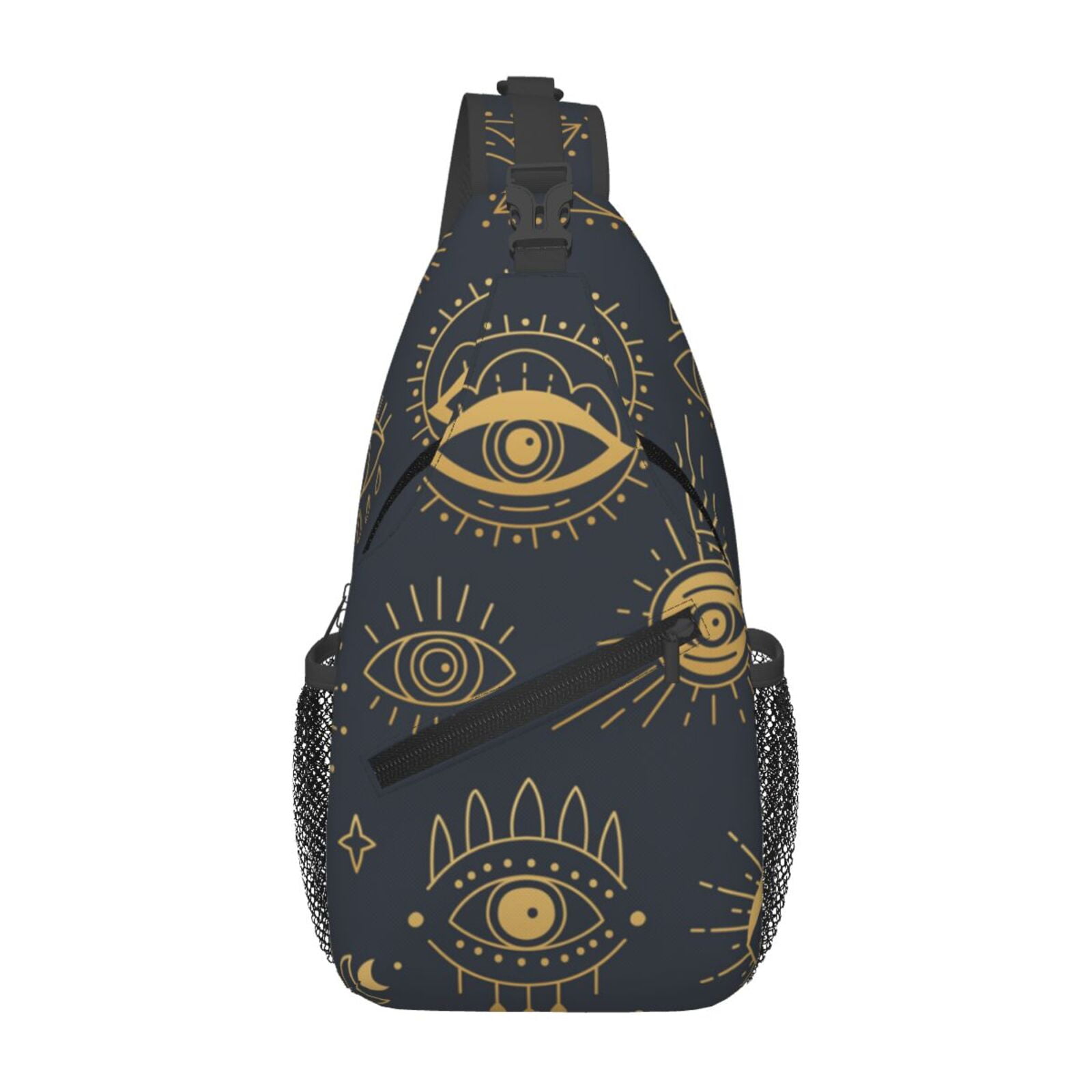 Gold Evil Eye Sling Backpack Shoulder Chest Crossbody Bag Causal Travel ...