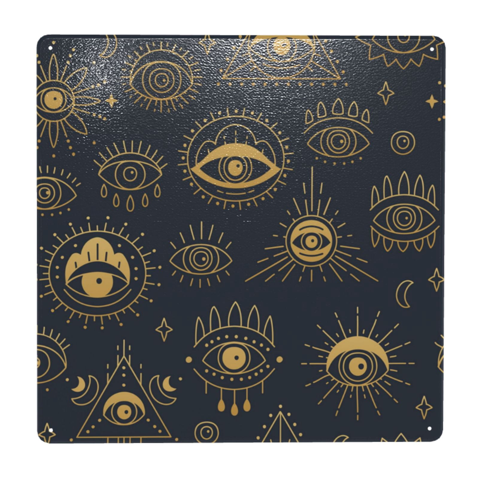 Gold Evil Eye Square Metal Sign 12x12 Inch Tin Sign Wall Decor ...