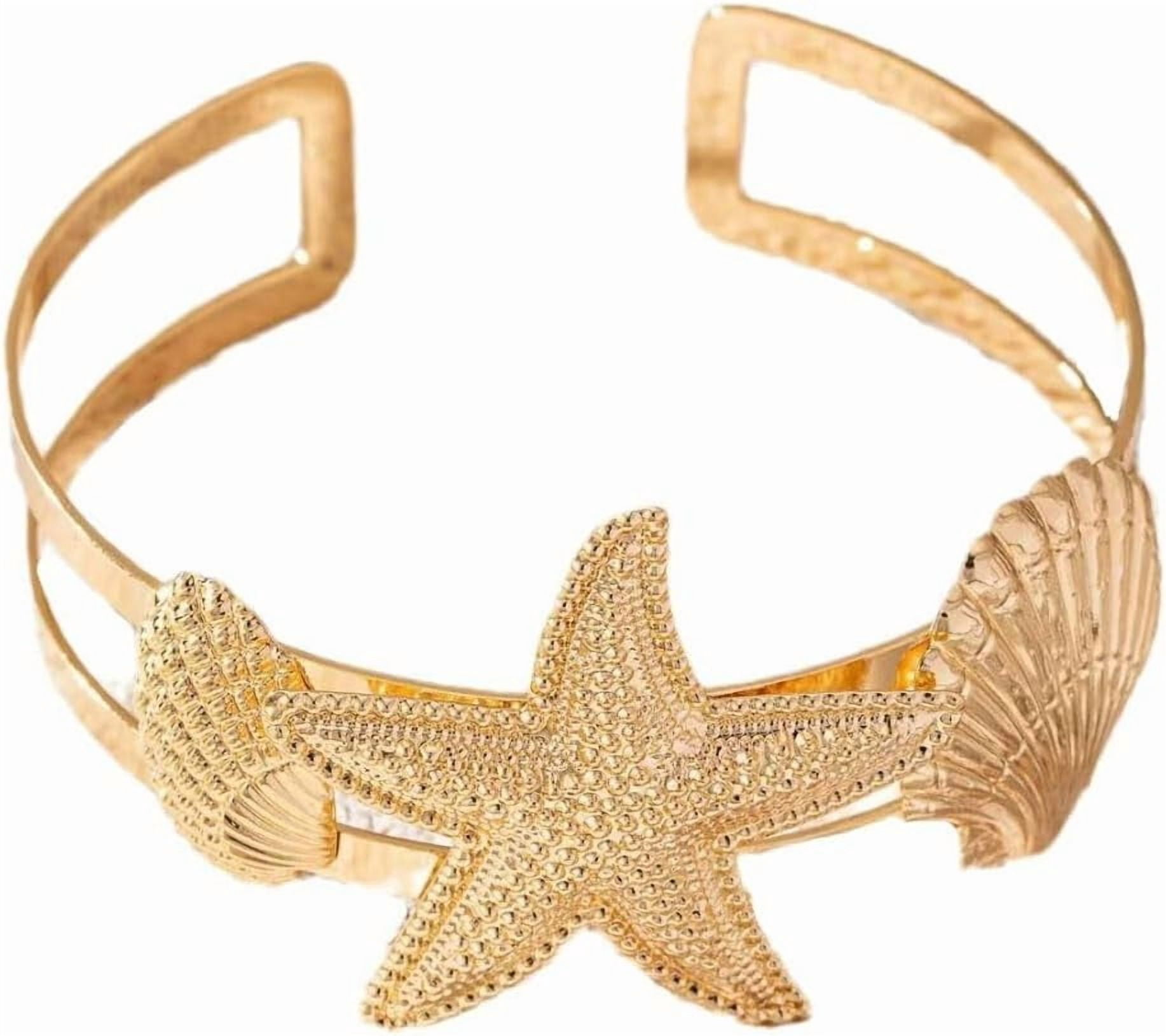 Gold Expertly Best Plated Starfish Shell Arm Cuff - Sophisticated ...