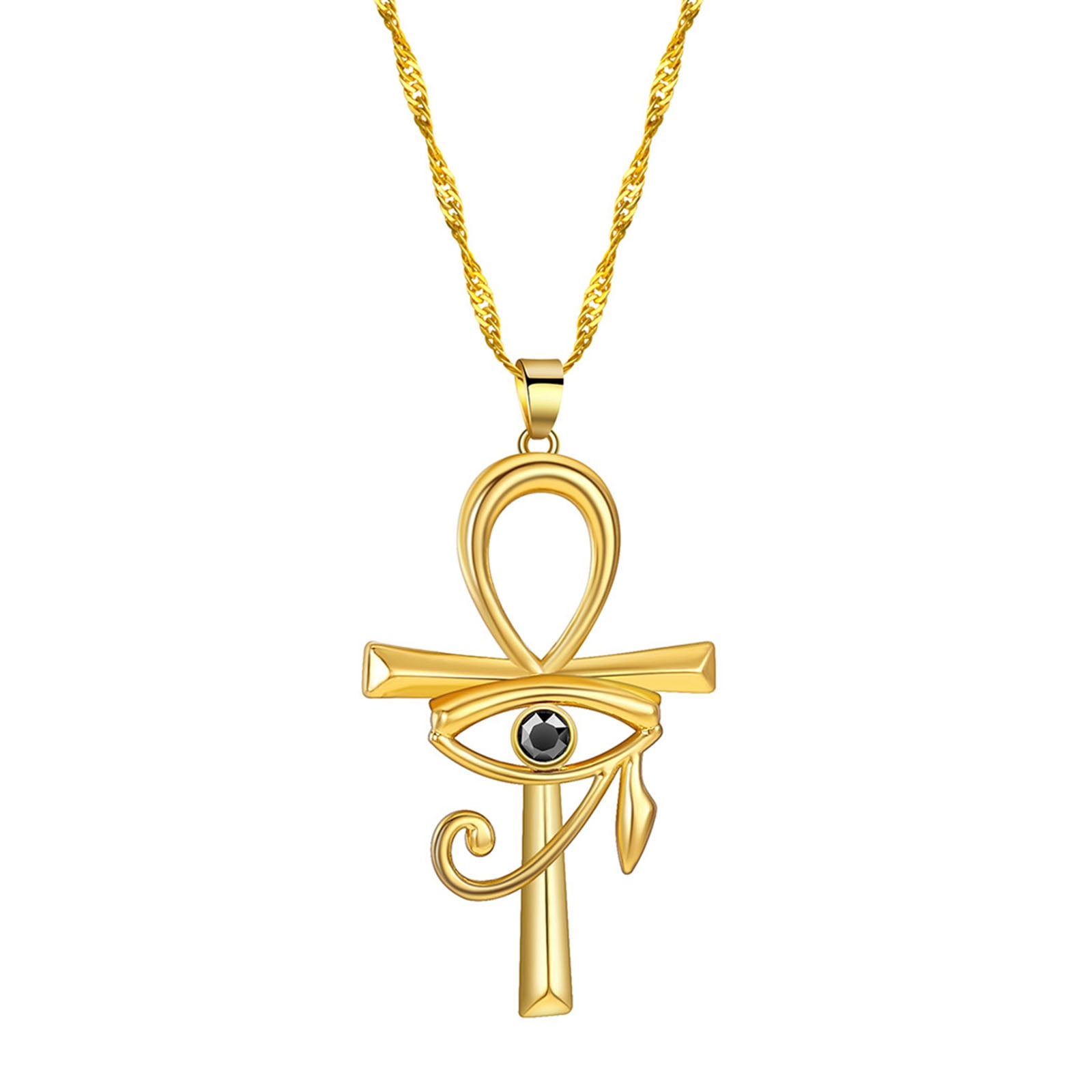 Gold Eye Of-Horus Pendant Necklace Cross-Protection Clavicle Chain ...
