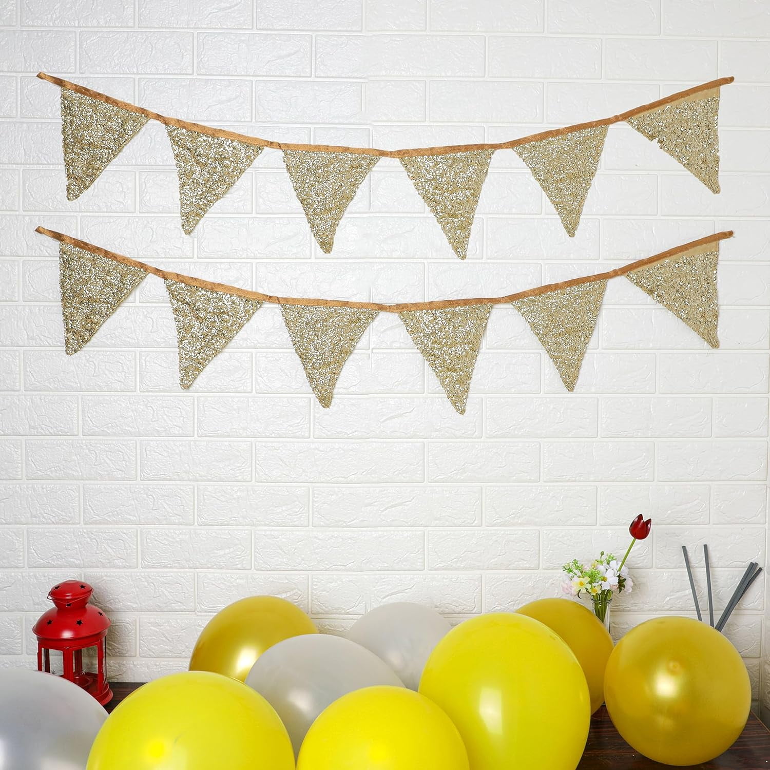 Gold Fabric Triangle Banner | Gold Flag Bunting Garland | Events ...