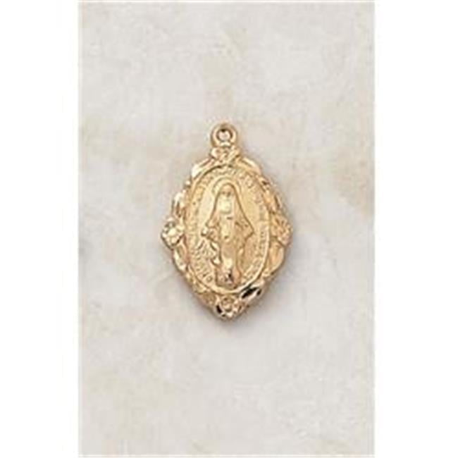 Gold Fancy Miraculous Medal with 18 in. Chain - Walmart.com