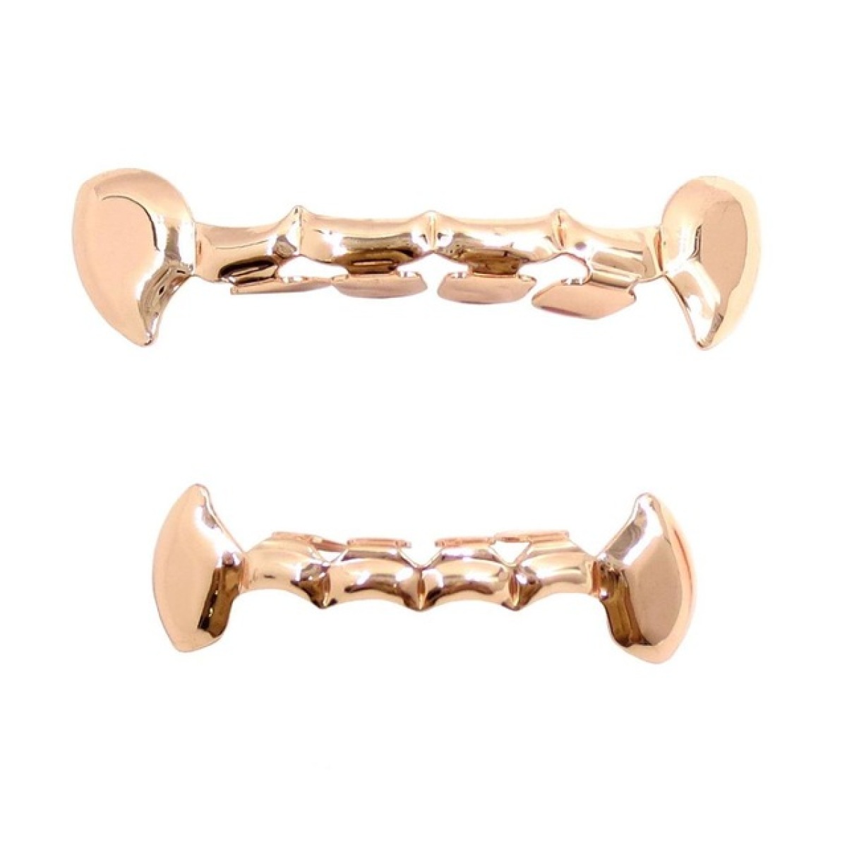 Gold Fang Grillz Set Goldn Color Plated Half Teeth Dracula Vampire Slim ...
