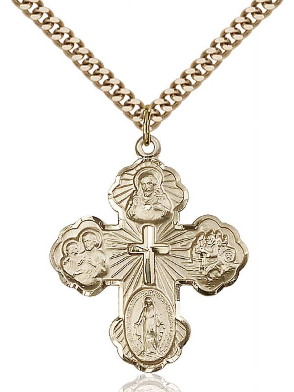 Gold Filled 5-Way Pendant 1 1/4 x 1 inches with Heavy Curb Chain ...