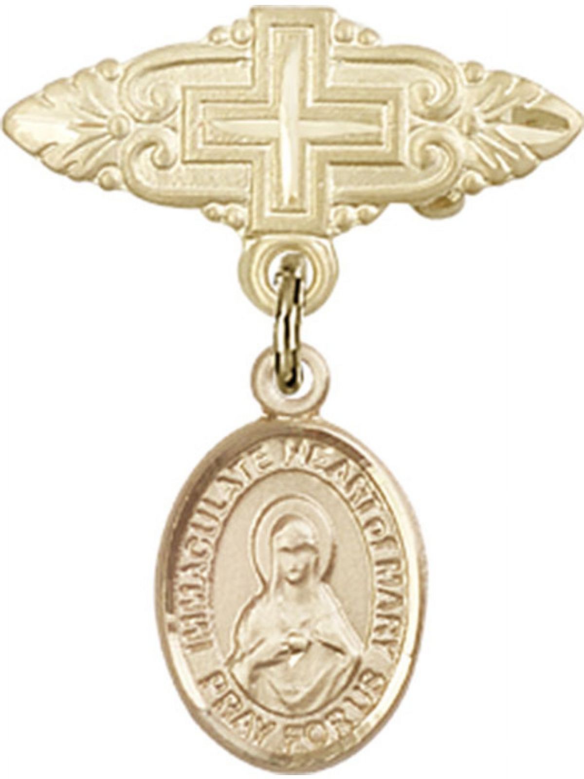 Gold Filled Baby Badge with Immaculate Heart of Mary Charm and Badge ...