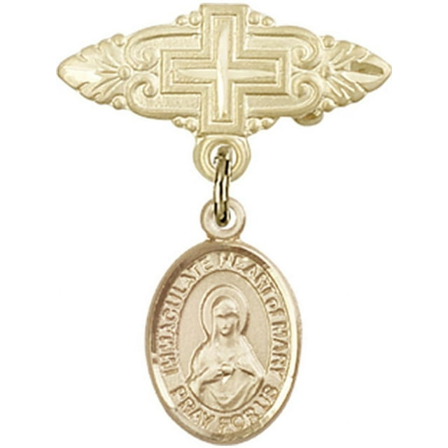 Gold Filled Baby Badge with Immaculate Heart of Mary Charm and Badge ...