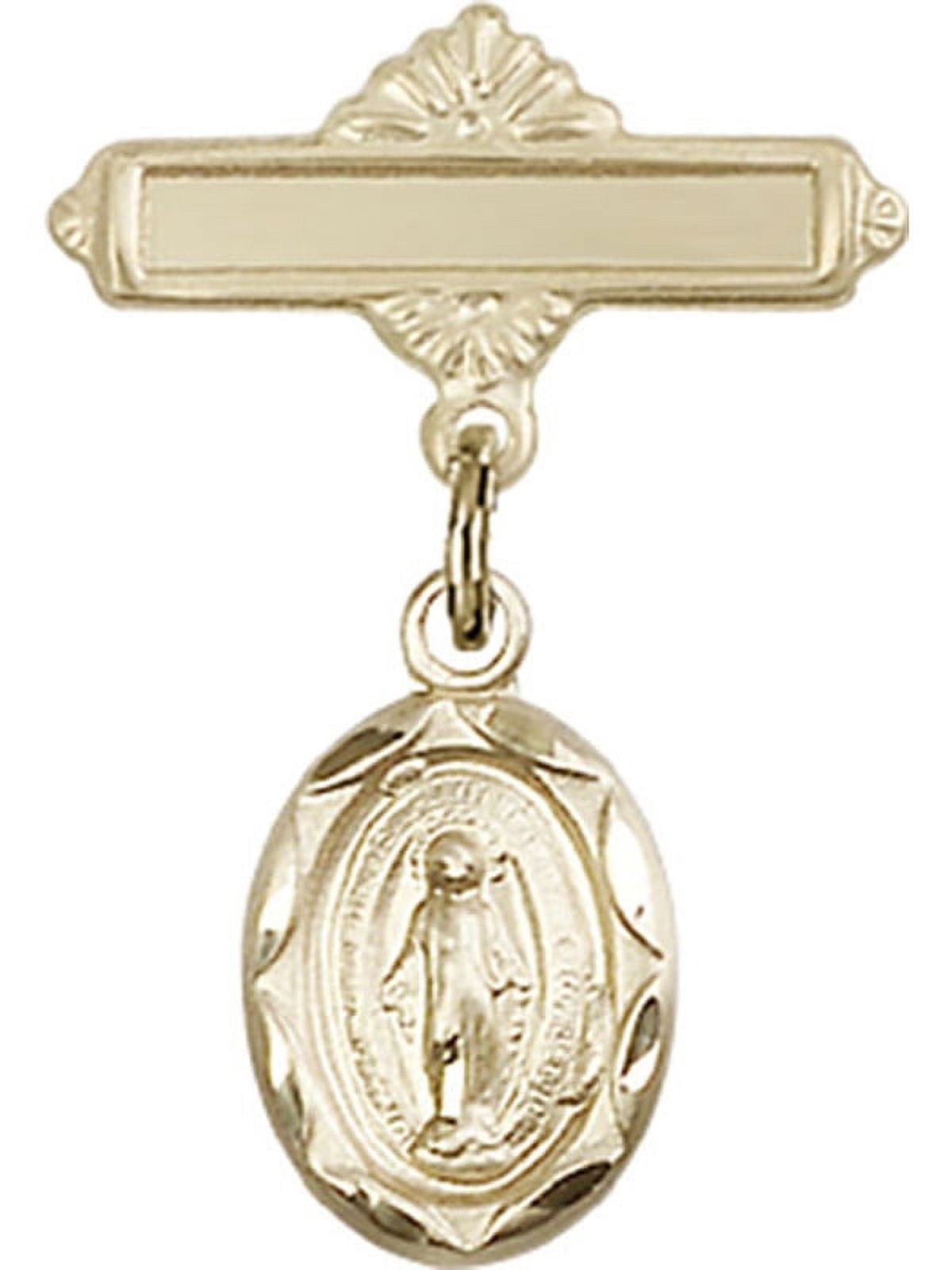 Gold Filled Baby Badge with Miraculous Charm and Polished Badge Pin 1 X ...