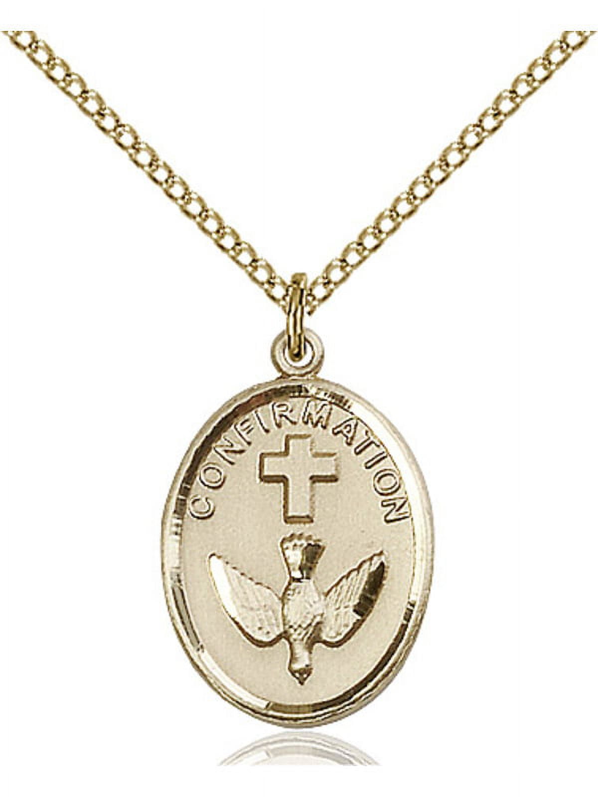 Gold Filled Confirmation Pendant 3/4 x 1/2 inches with Gold Filled Lite ...