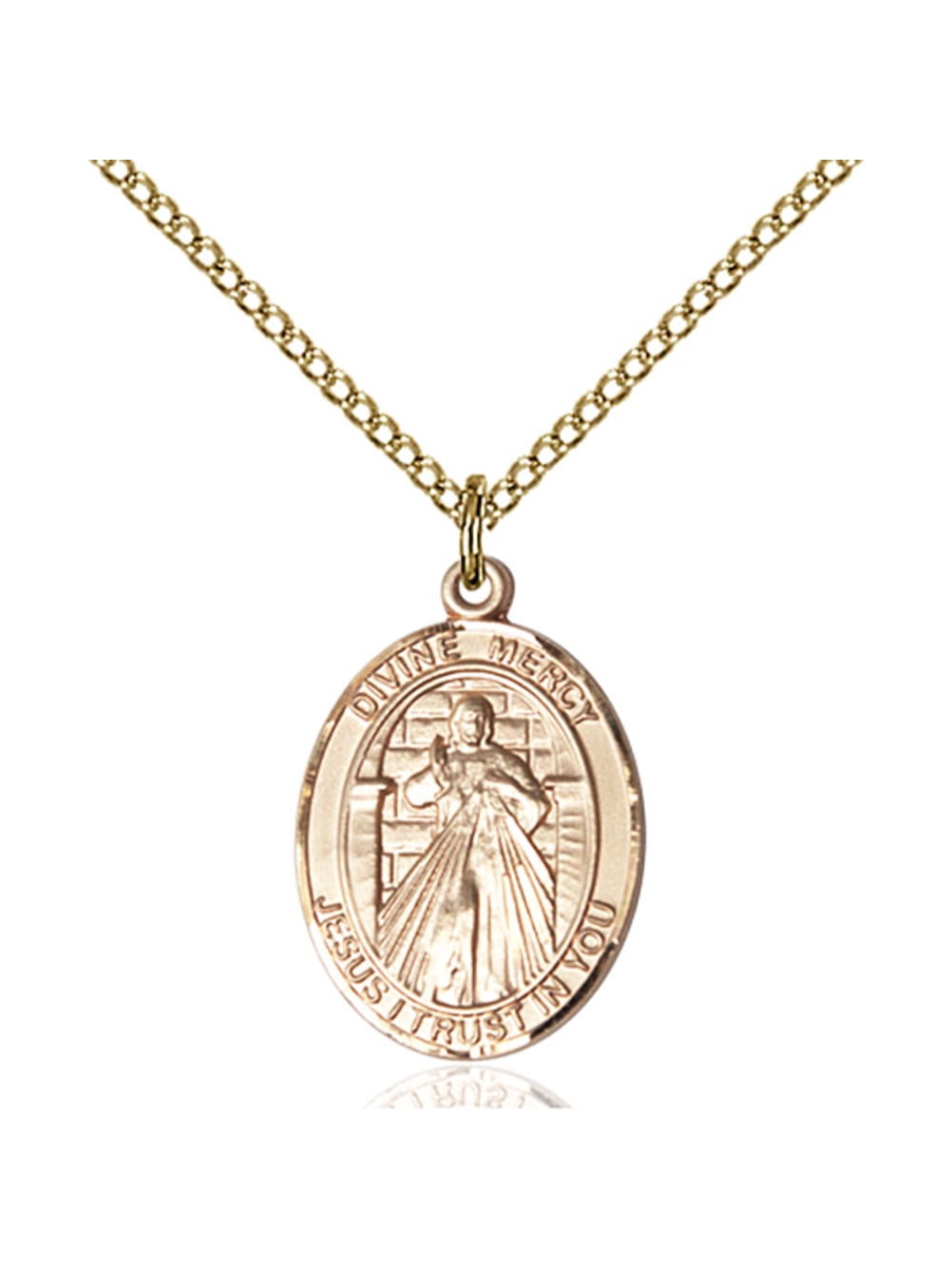 Gold Filled Divine Mercy Pendant 3/4 x 1/2 inches with Gold-Filled Lite ...