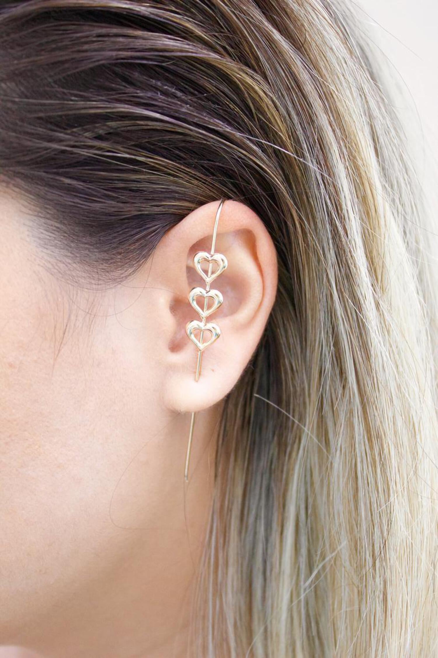 Gold Filled Hearts Industrial Bar Ear Cuff (L182) - Walmart.com
