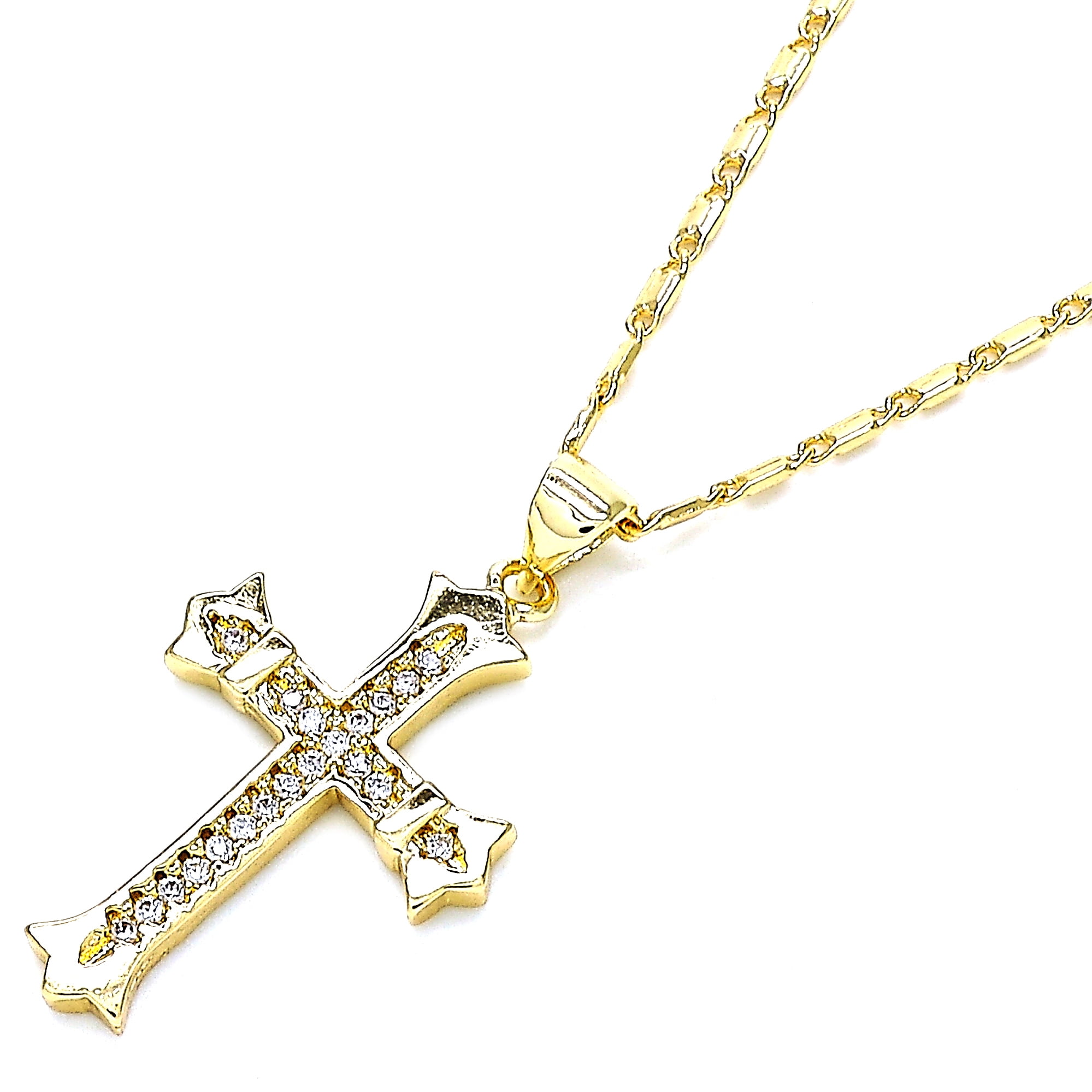 Gold Filled High Polish Finsh Mirco Pava Cross Charm Necklace - Walmart.com