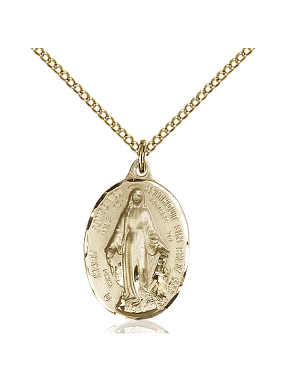 Gold Filled Immaculate Conception Pendant 3/4 x 1/2 inches with 18 inch ...