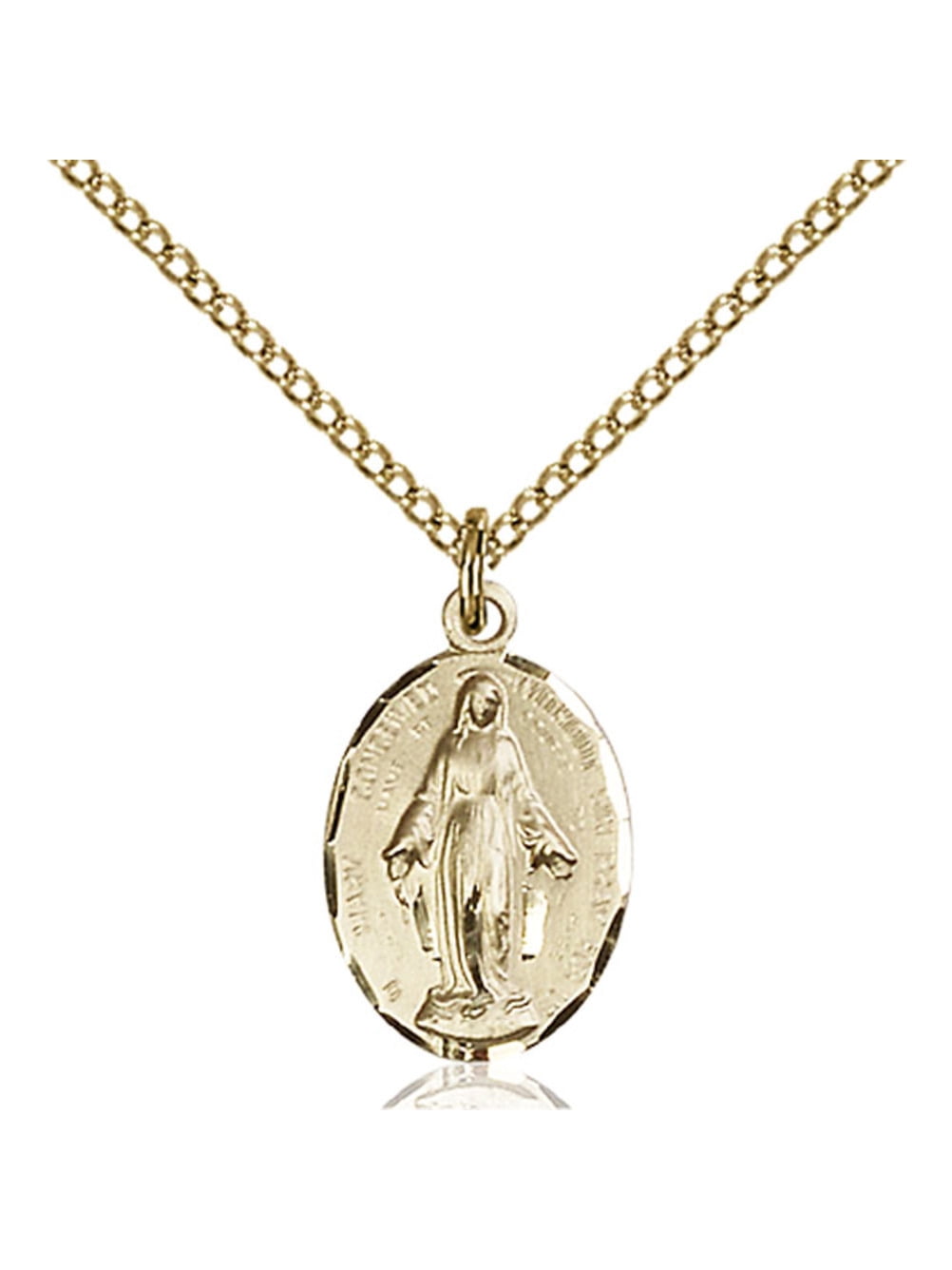 Gold Filled Immaculate Conception Pendant 5/8 x 3/8 inches with 18 inch ...