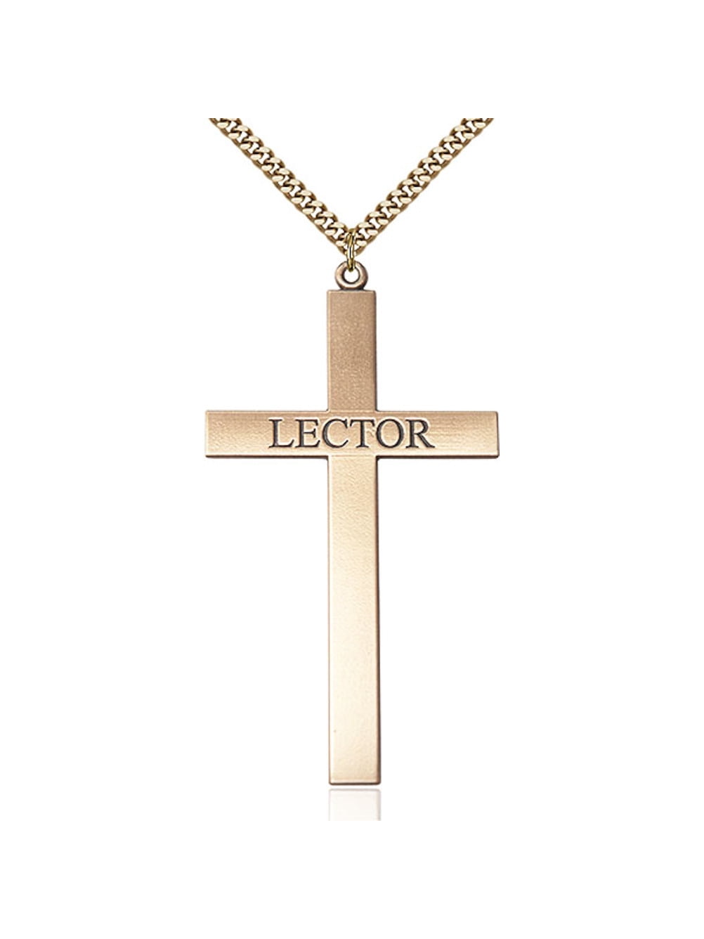 Gold Filled Lector Cross Pendant 2 5/8 X 1 3/8 inches with Heavy Curb ...