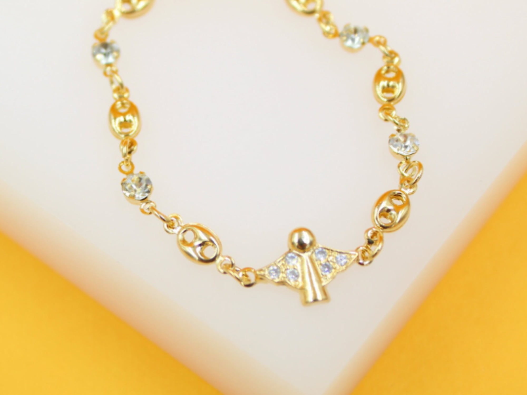 Gold Filled Mariner Kids Chain Charm Bracelet - Walmart.com