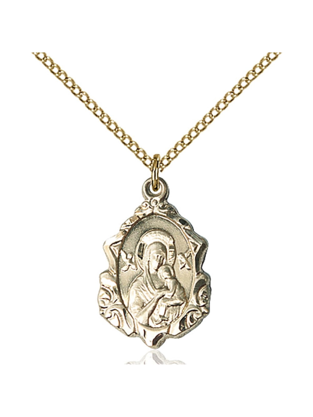 Gold Filled Our Lady of Perpetual Help Pendant 3/4 x 1/2 inches with 18 ...