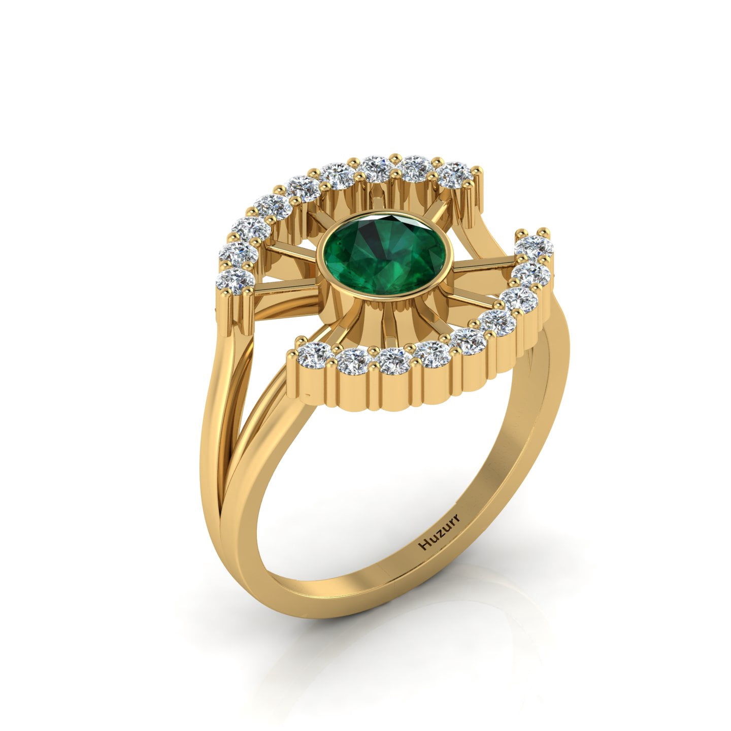 Gold Filled Round Emerald Sun Rays Style Ring - Walmart.com