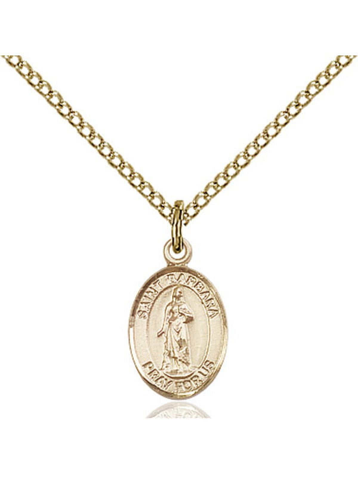 Gold Filled St. Barbara Pendant 1/2 x 1/4 inches with Gold Filled Lite ...