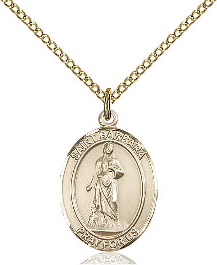 Gold Filled St. Barbara Pendant 3/4 x 1/2 inches with Gold Filled Lite ...