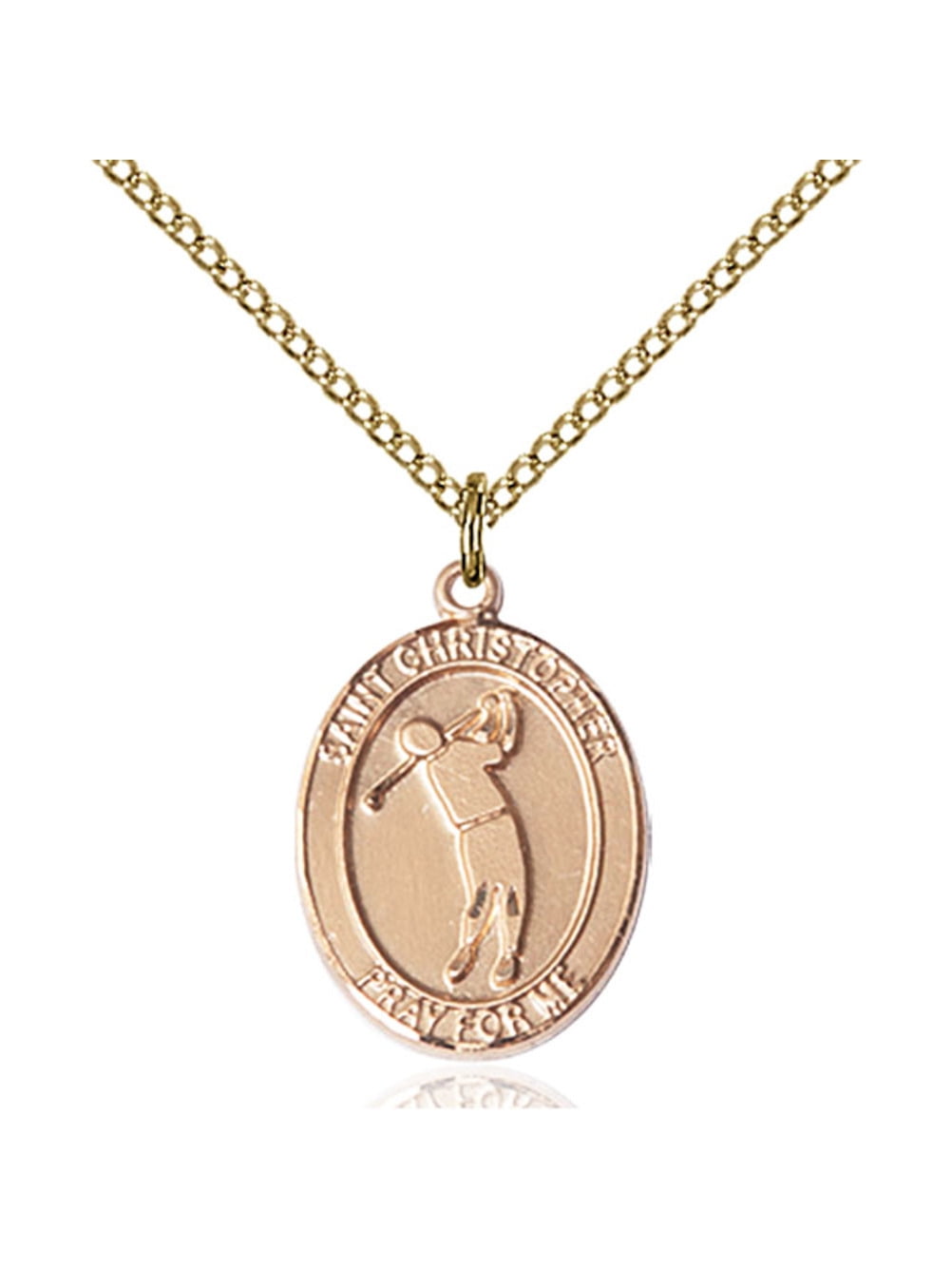 Gold Filled St. Christopher/Golf Pendant 3/4 x 1/2 inches with Gold ...