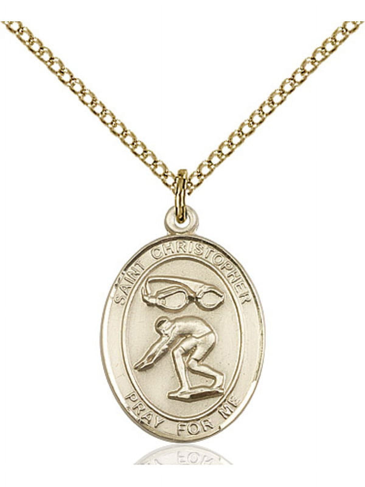 Gold Filled St. Christopher/Swimming Pendant 3/4 x 1/2 inches with Gold ...