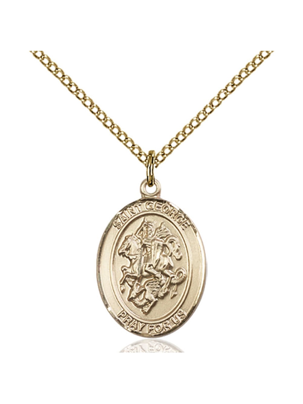 Gold Filled St. George Pendant 3/4 x 1/2 inches with Gold Filled Lite ...