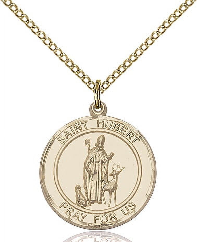 Gold Filled St. Hubert of Liege Pendant 3/4 x 5/8 inches with 18 inch ...