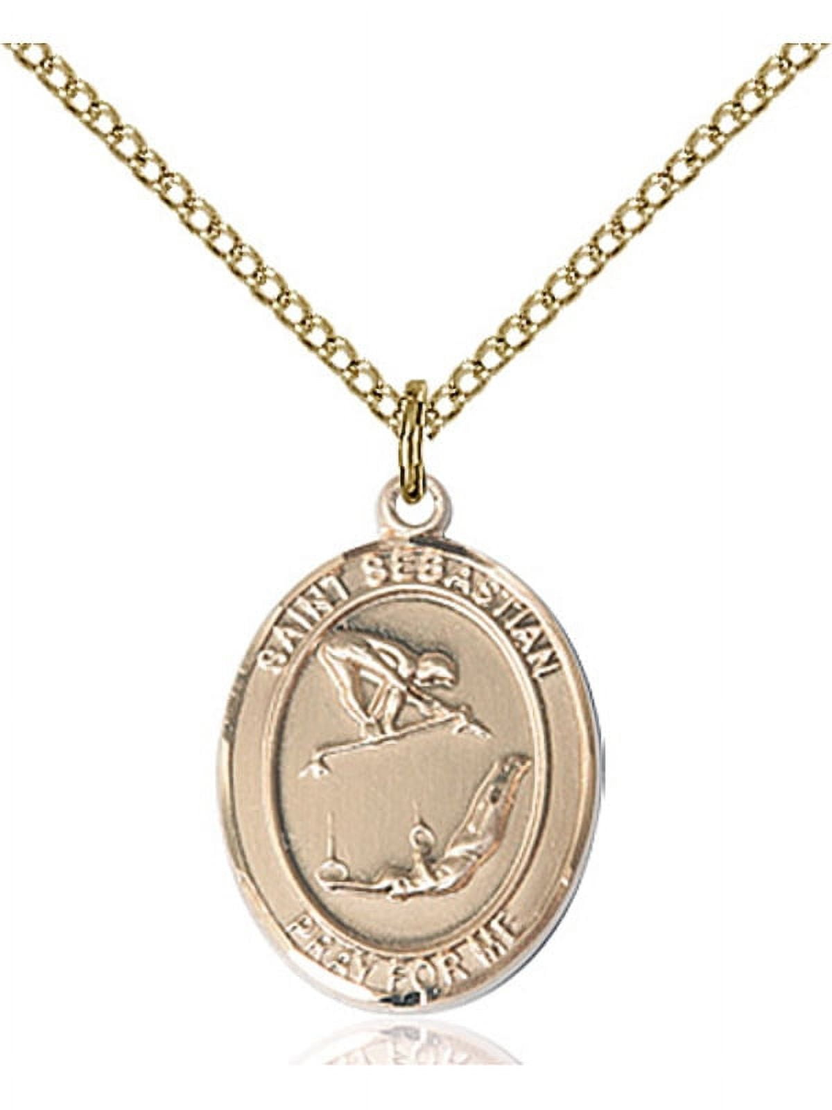 Gold Filled St Sebastian / Gymnastics Pendant 3/4 x 1/2 inches with ...