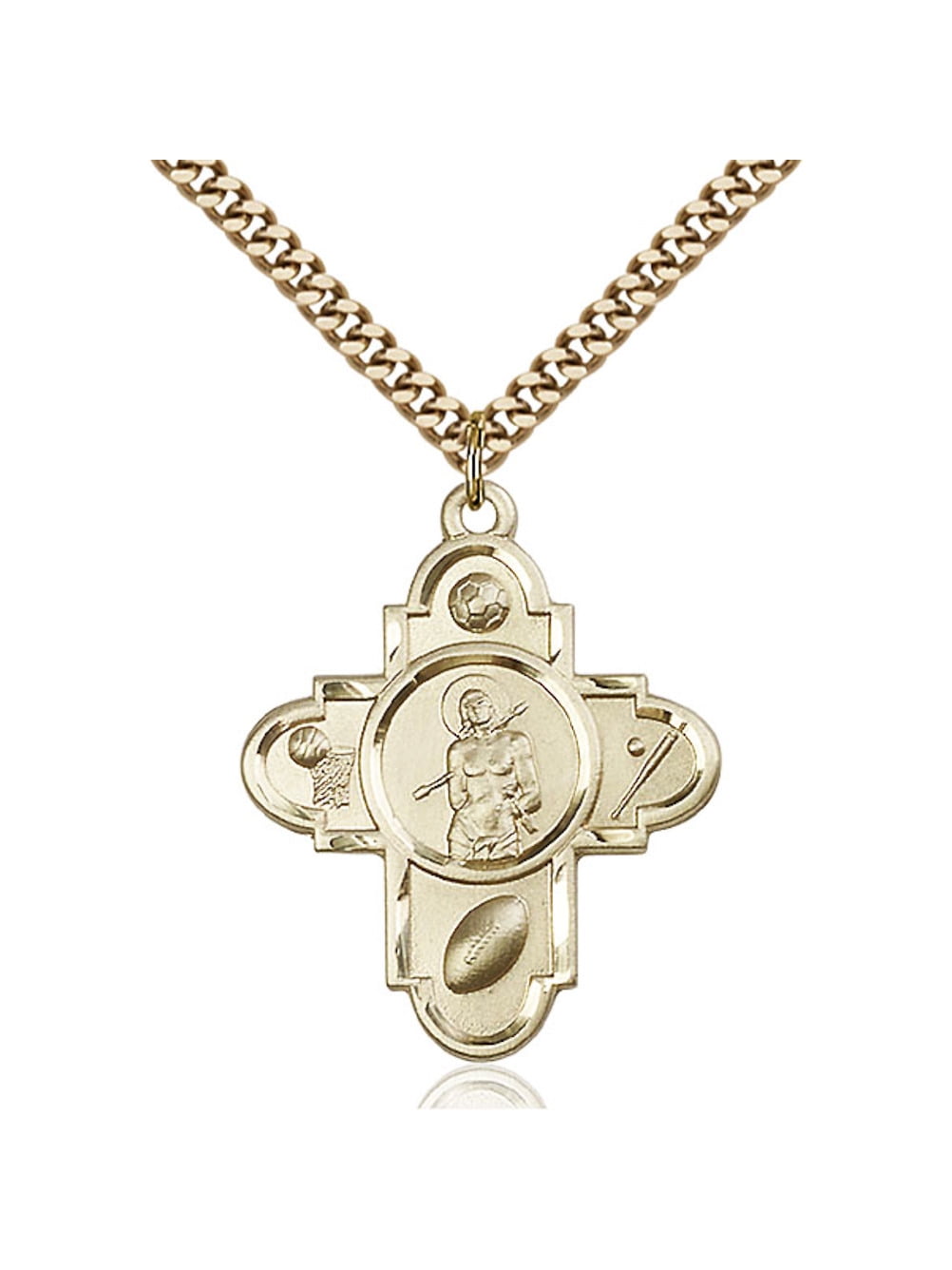 Gold Filled St. Sebastian Pendant 1 1/4 x 1 inches with Heavy Curb ...