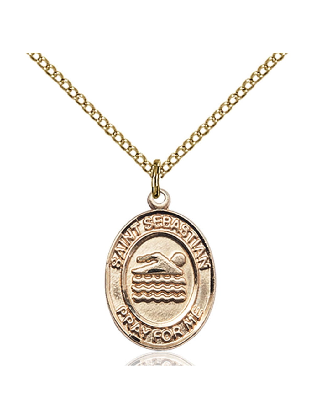 Gold Filled St. Sebastian/Swimming Pendant 3/4 x 1/2 inches with Gold ...