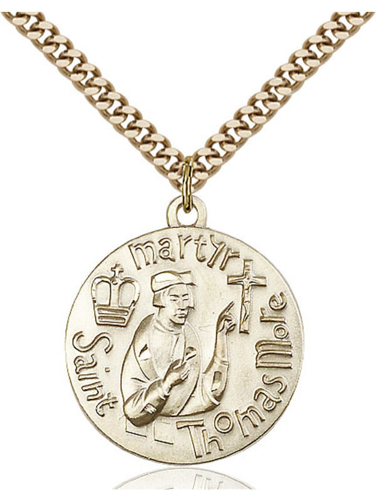 Gold Filled St. Thomas More Pendant 1 x 7/8 inches with Heavy Curb ...