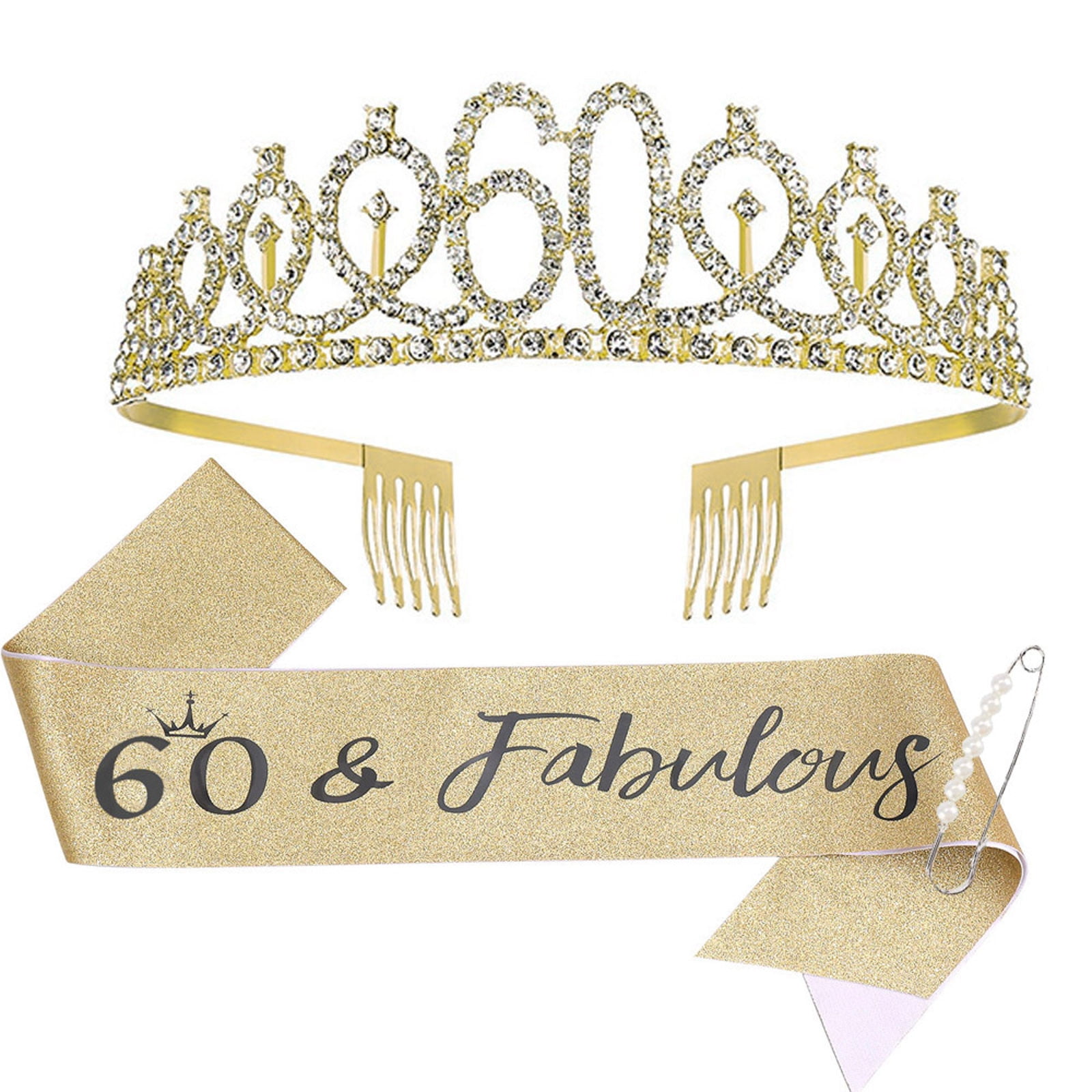 Gold Finaly Birthday Sash Set for Women 16/21/30/40/50/60/70 Party ...
