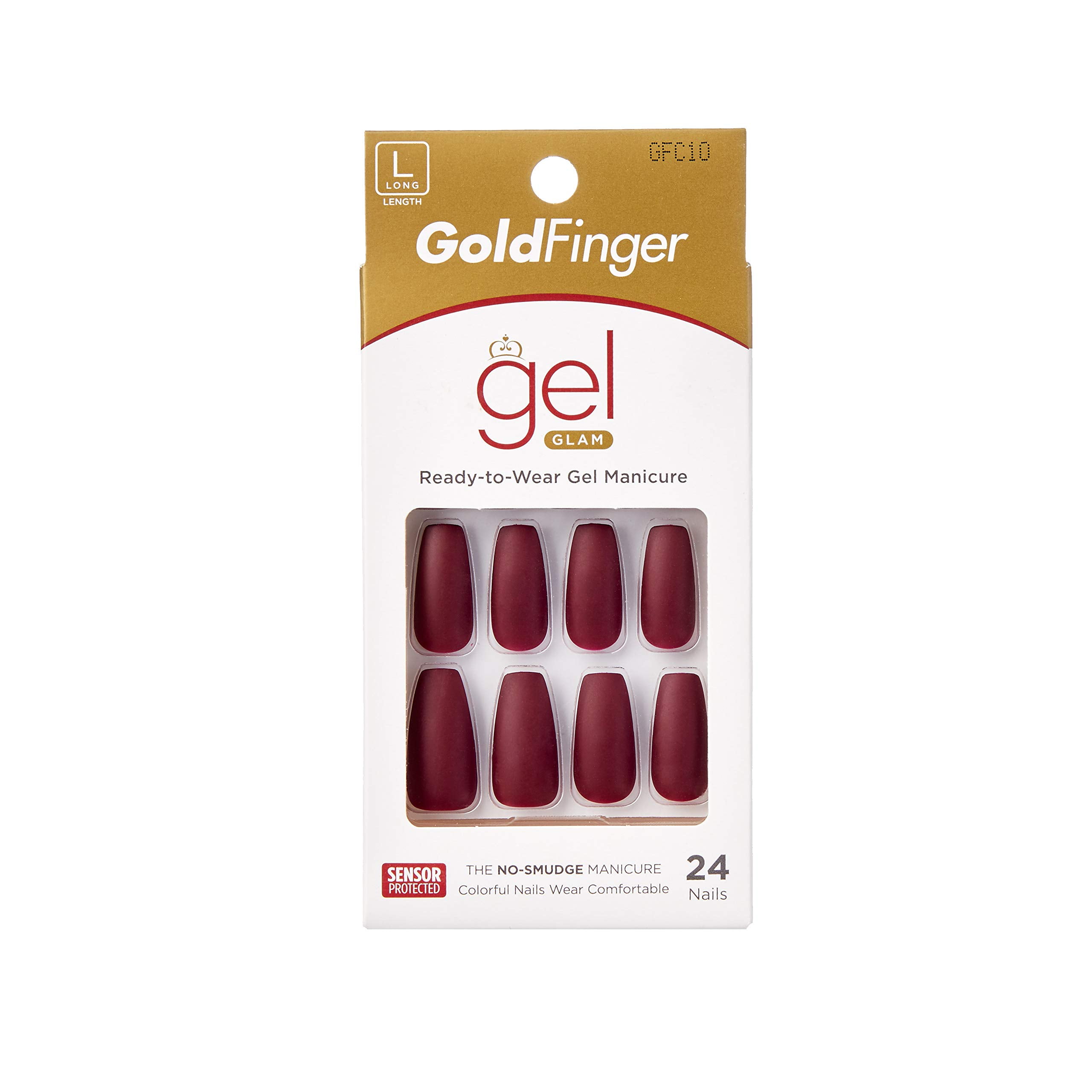 Gold Finger Full Cover Nails Gel Glam Ready to Wear Gel Manicure Long ...