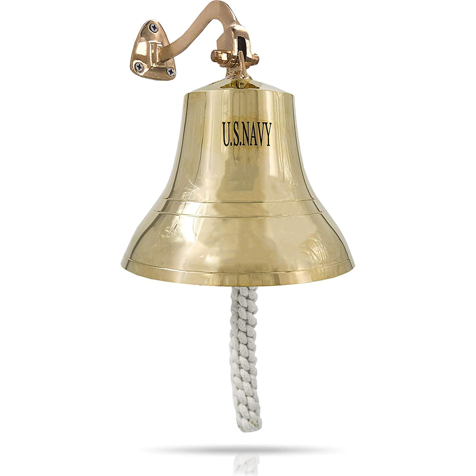 Gold Finish Brass US NAVY Ship Bell with Rope, 6.5" - Walmart.com